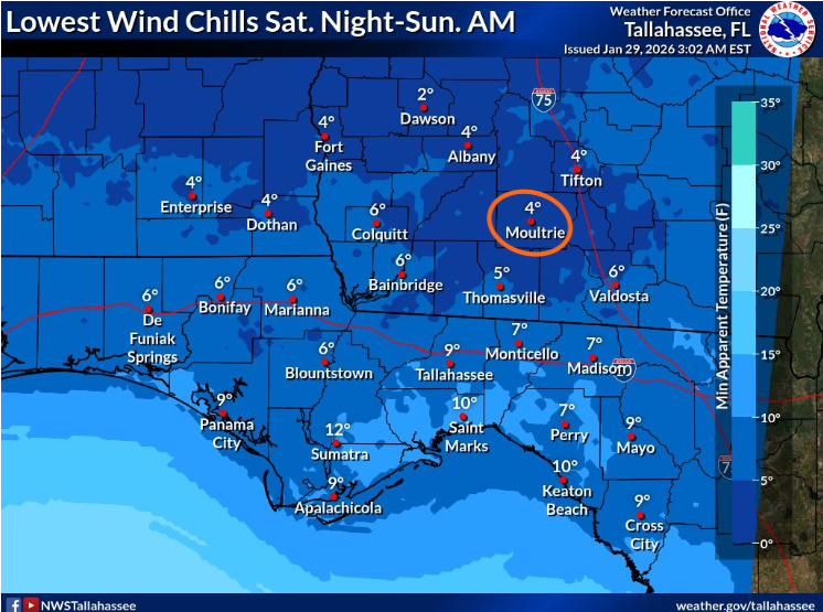 Dangerous cold forecasted for Saturday night into Sunday | Moultrie ...